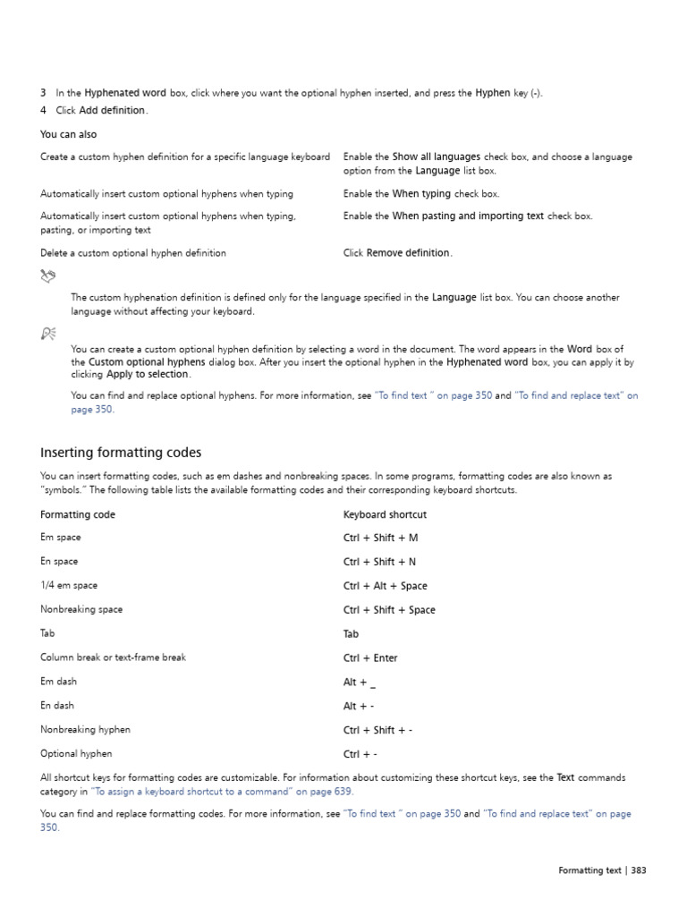Custom Hyphenation & Formatting Codes | PDF | Writing | Typography