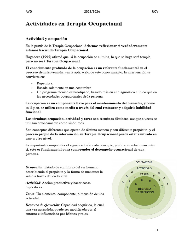 Temario AVD | PDF | Terapia ocupacional | Terapia