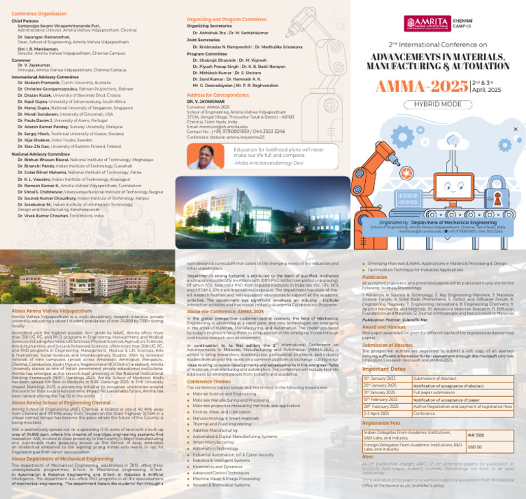 AMMA 2025 Conference Brochure | PDF | Engineering