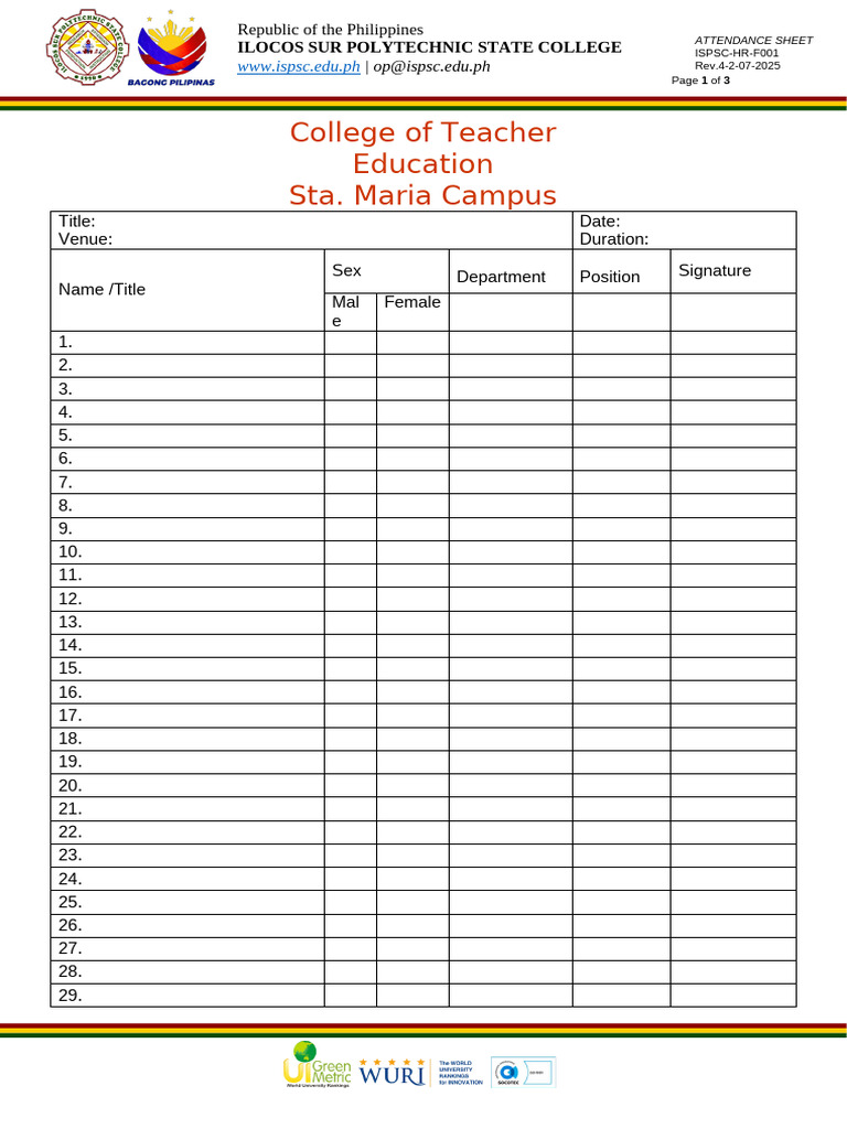 Training Attendance Form Deped | PDF