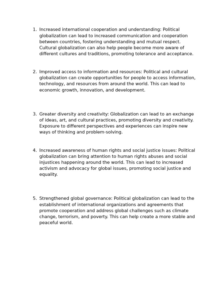 Positive Effects of Globalization | PDF