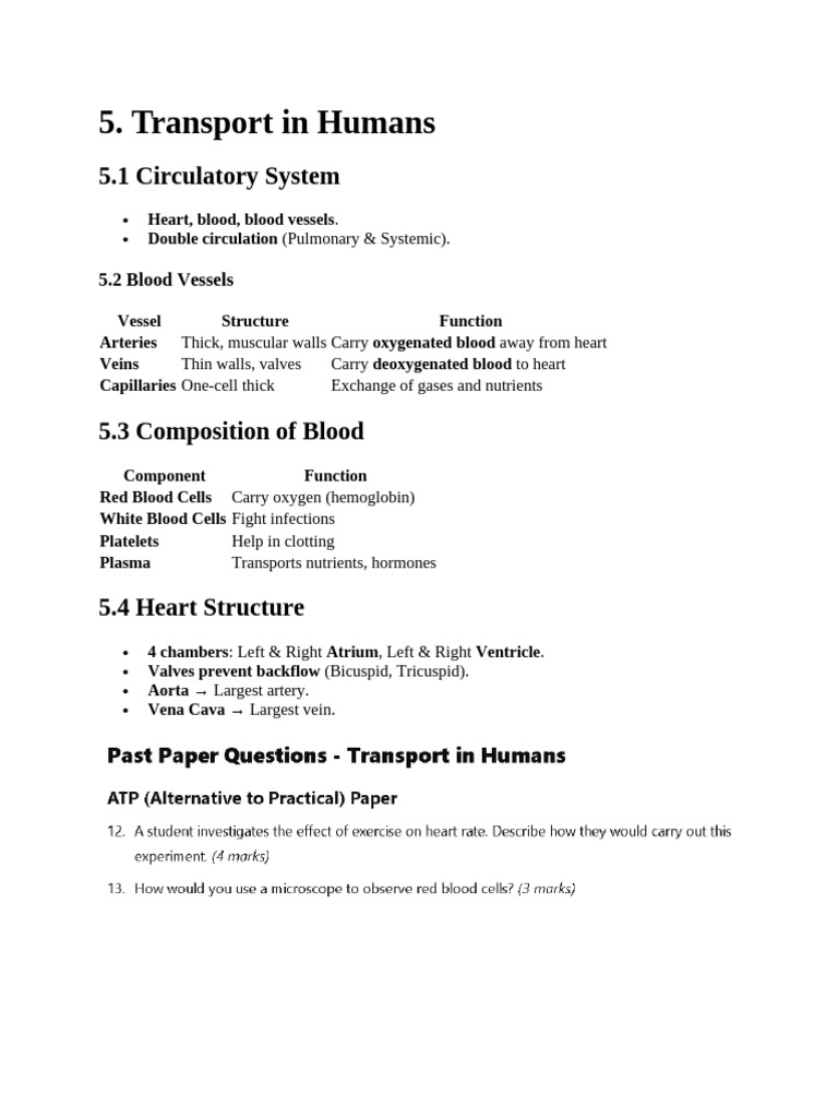 Transport in Humans | PDF