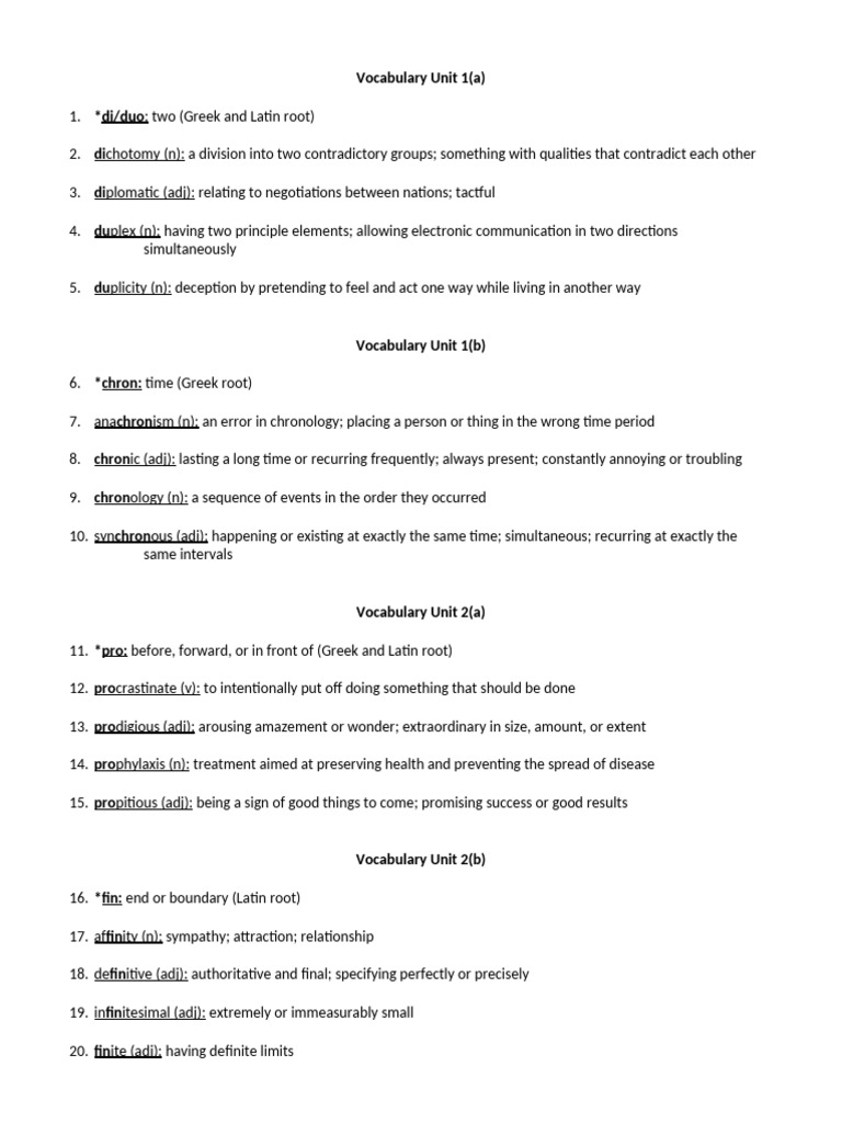 Vocabulary - Roots Words | PDF