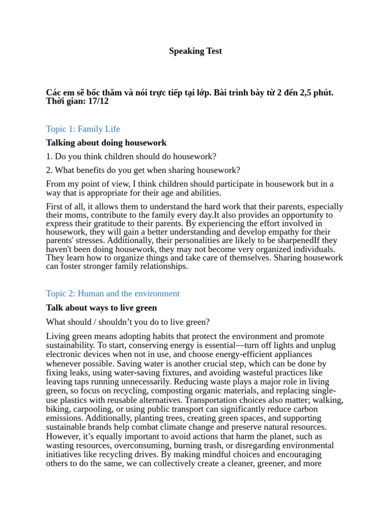 Speaking Test Topics and Guidelines | PDF | Smartphone | Mobile App