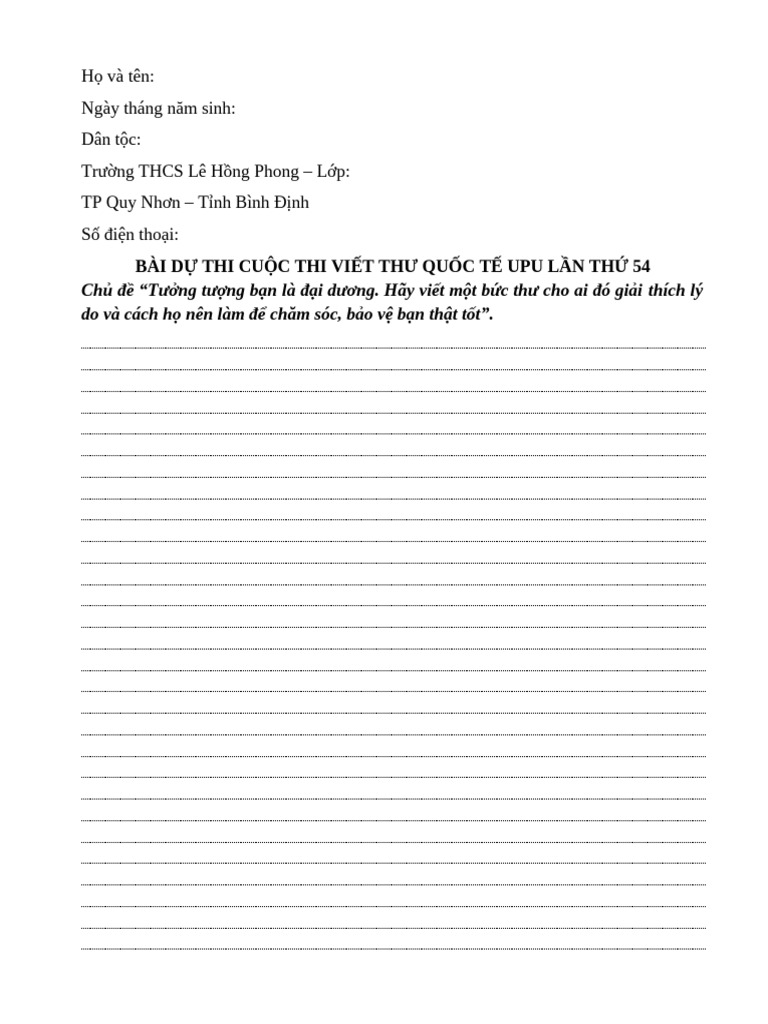 Mẫu Viết Thư Upu | PDF