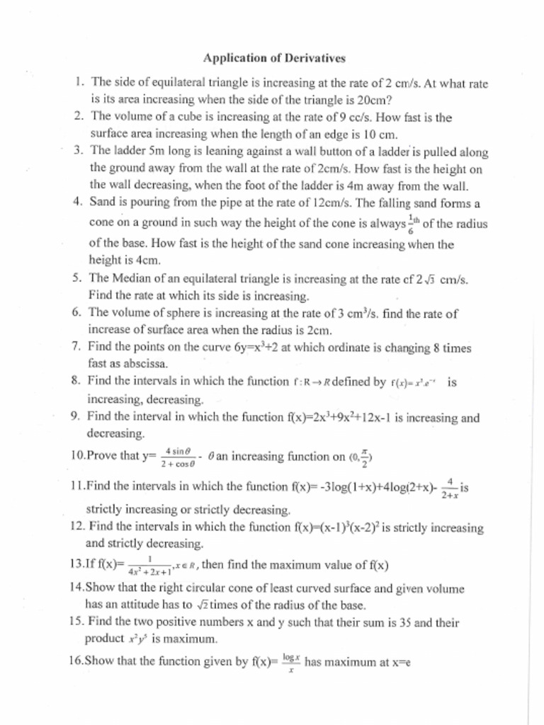 Application of Derivatives | PDF