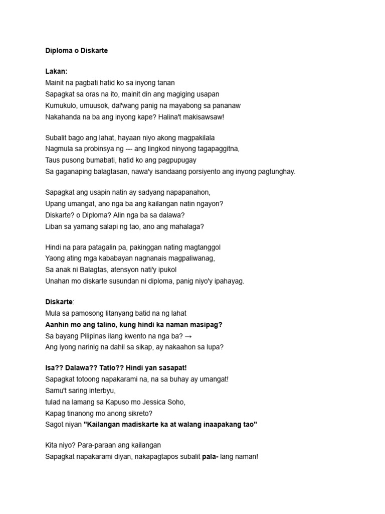 BALAGTASAN PIECE | PDF