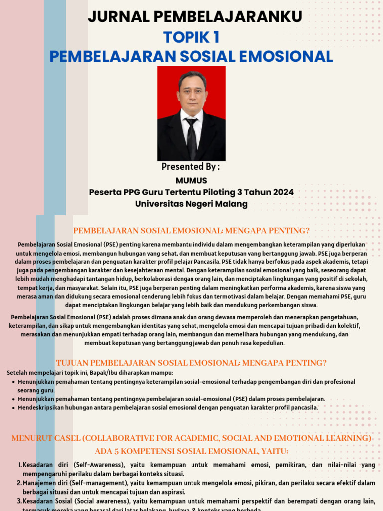 Jurnal Pembelajaranku Modul 1 Pembelajaran Sosial Emosional | PDF