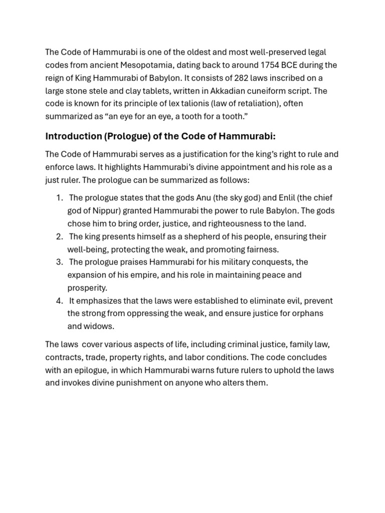 Hammurabi's Code: Ancient Laws Explained | PDF