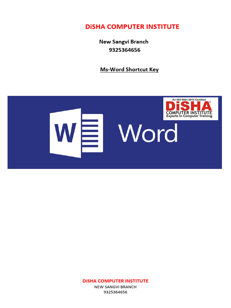 Ms-word Short Cut Key | PDF | Microsoft Word | Software