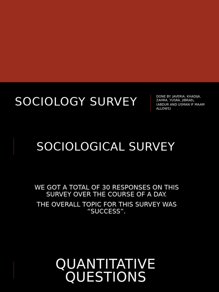 SOCIOLOGY SURVEY | PDF | Psychology | Learning