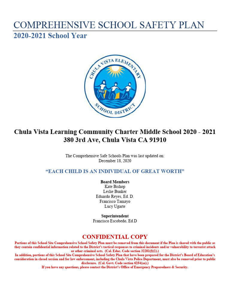 School Safety Plan Overview | PDF | Emergency | Teachers