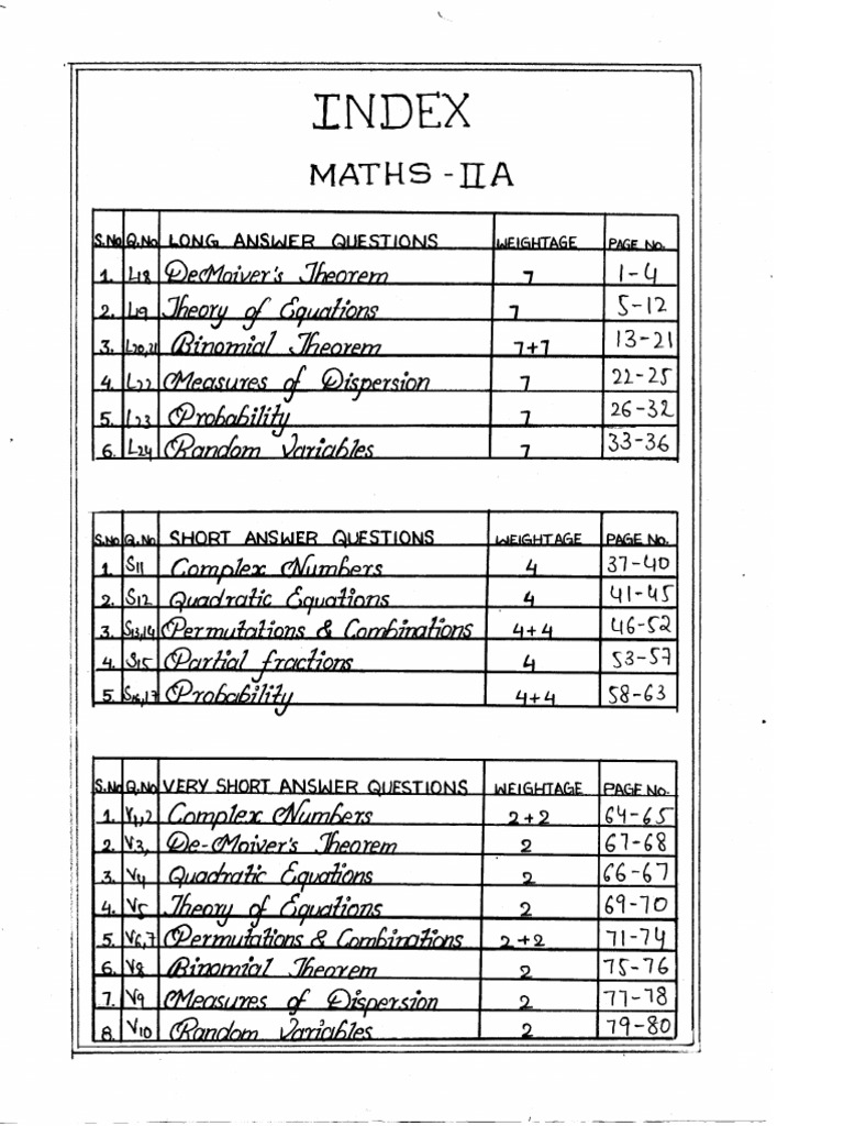 Inter Maths 2A Pass Marks To Full Marks | PDF