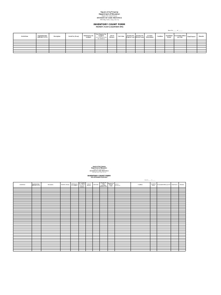 Inventory Count Forms - For Posting | PDF