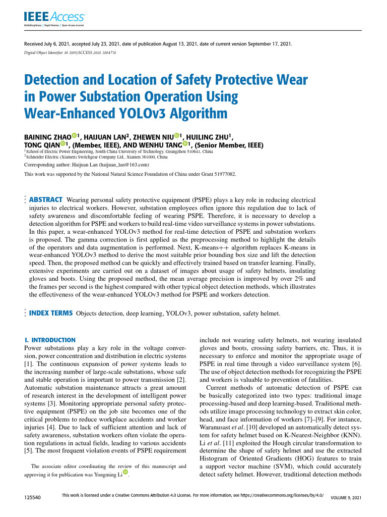 Detection and Location of Safety Protective Wear in Power Substation Operation Using Wear ...