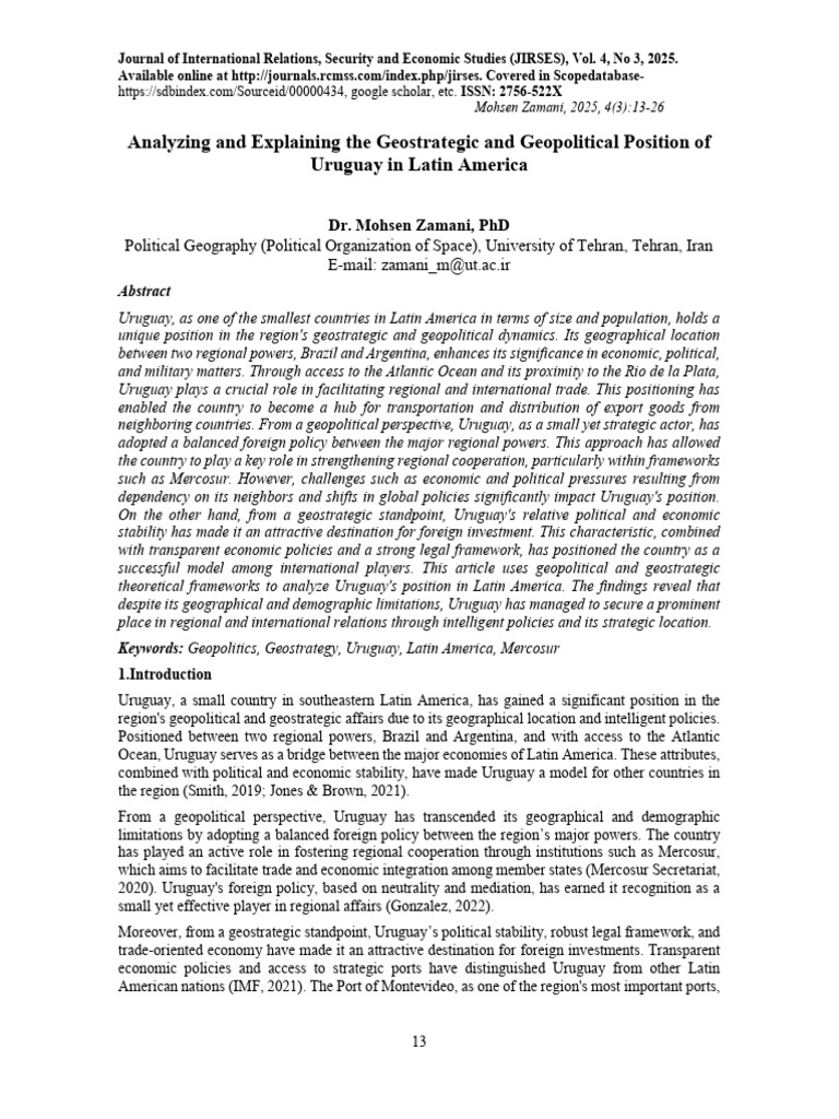 Analyzing and Explaining The Geostrategic and Geopolitical Position of ...