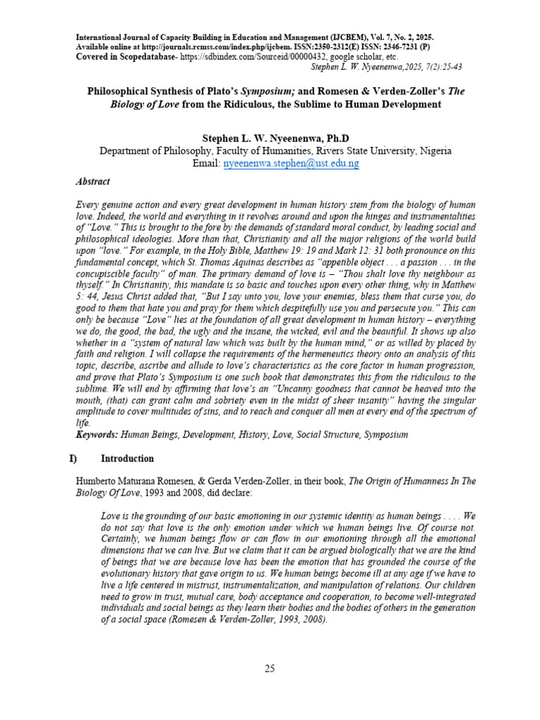 Philosophical Synthesis of Plato's Symposium and Romesen & Verden ...