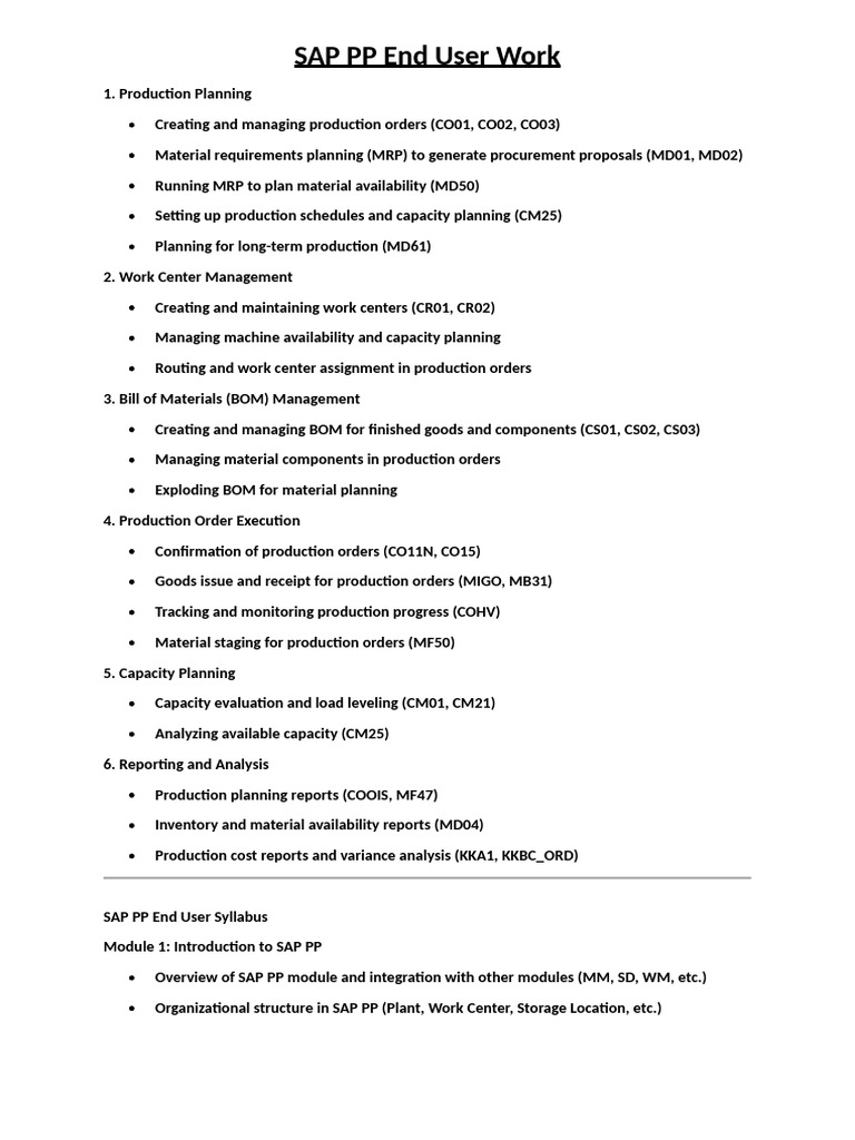 SAP PP End User Training | PDF | Business | Production And Manufacturing