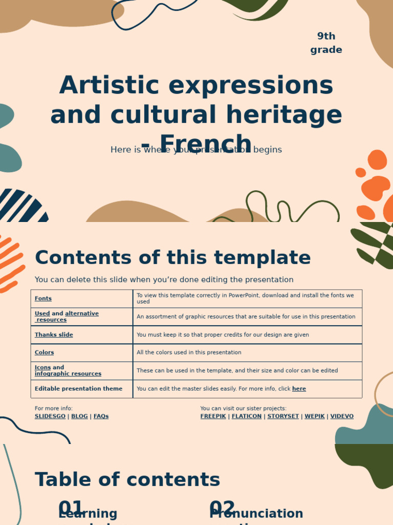 Artistic Expressions and Cultural Heritage - French - 9th Grade by ...