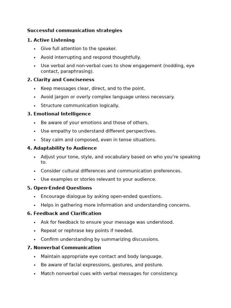 Effective Communication Strategies Guide | PDF | Communication ...