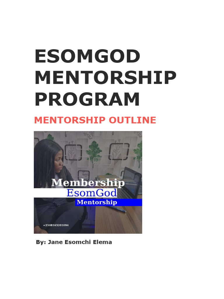 EsomGod Mentorship Outline | PDF | Mentorship | Behavioural Sciences
