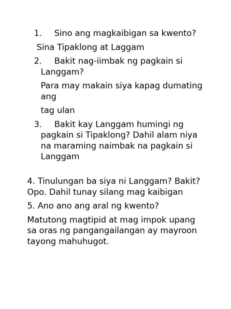 Sino Ang Magkaibigan Sa Kwento | PDF