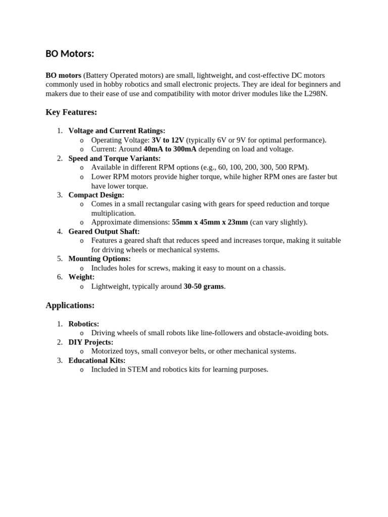 BO Motors Detail | PDF