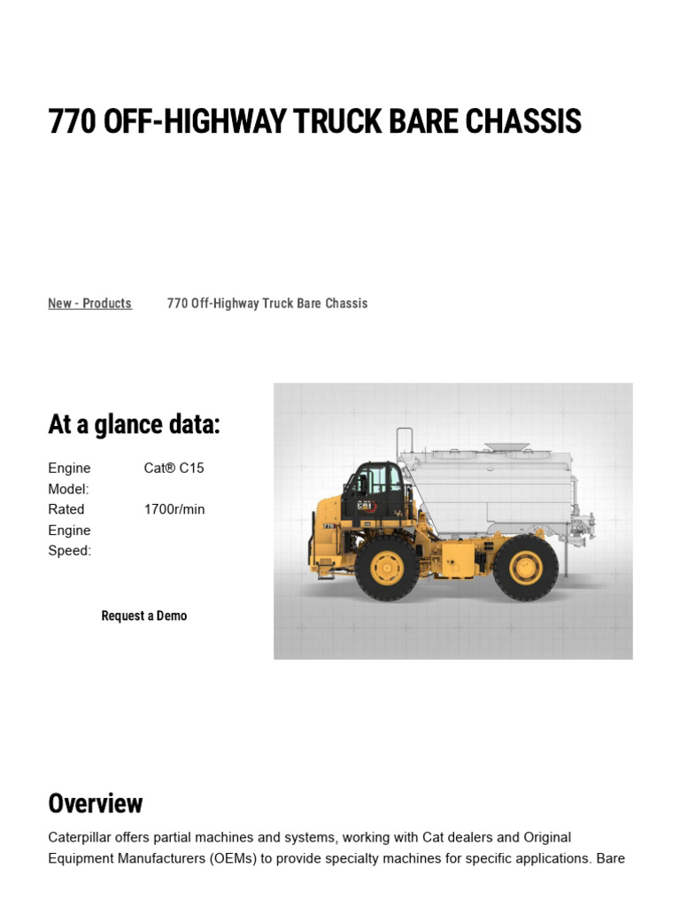 Cat 770 Truck Bare Chassis | PDF | Truck | Tractor
