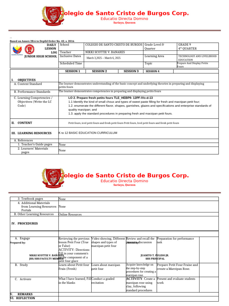 4th - Quarter-DLL-Lesson-2-TLE-9 | PDF | Learning | Cognition