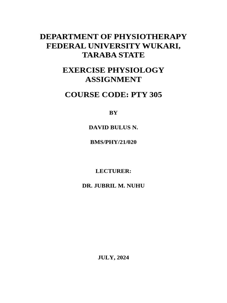 EXERCISE Physiology Assignment(1) | PDF | Muscle Contraction | Skeletal Muscle