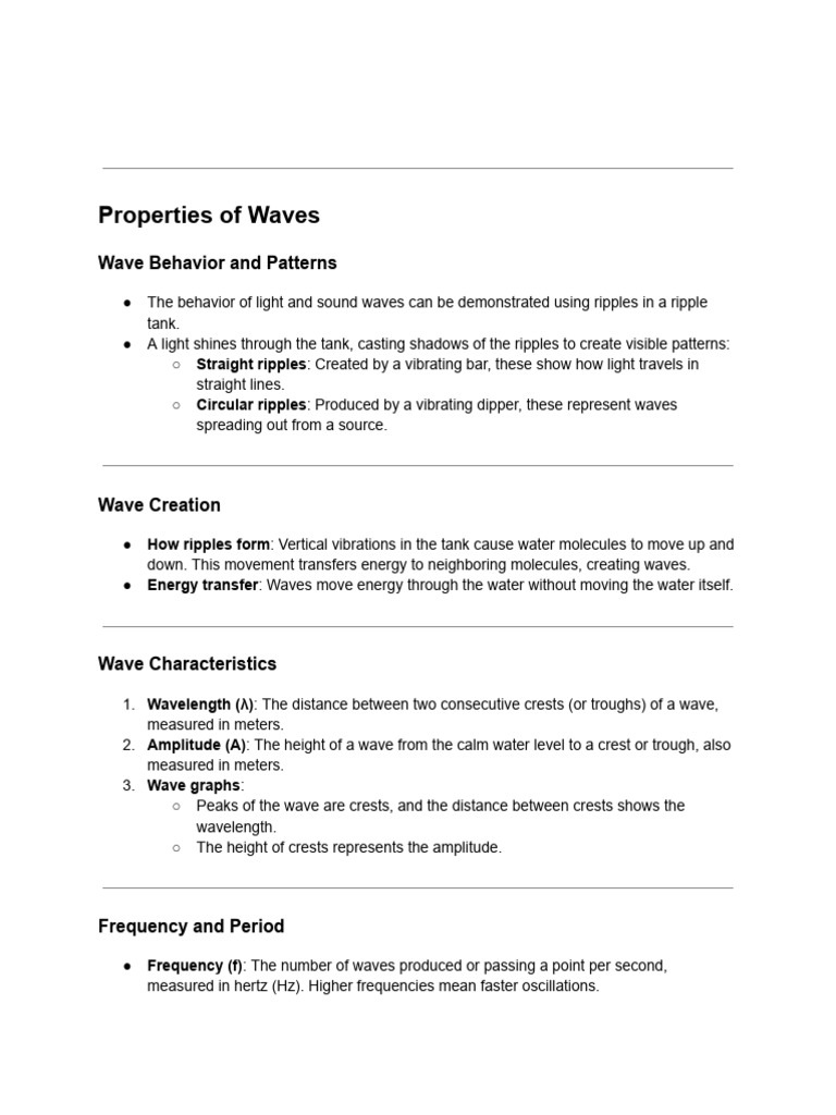 Properties of Waves - Google Docs | PDF | Waves | Reflection (Physics)
