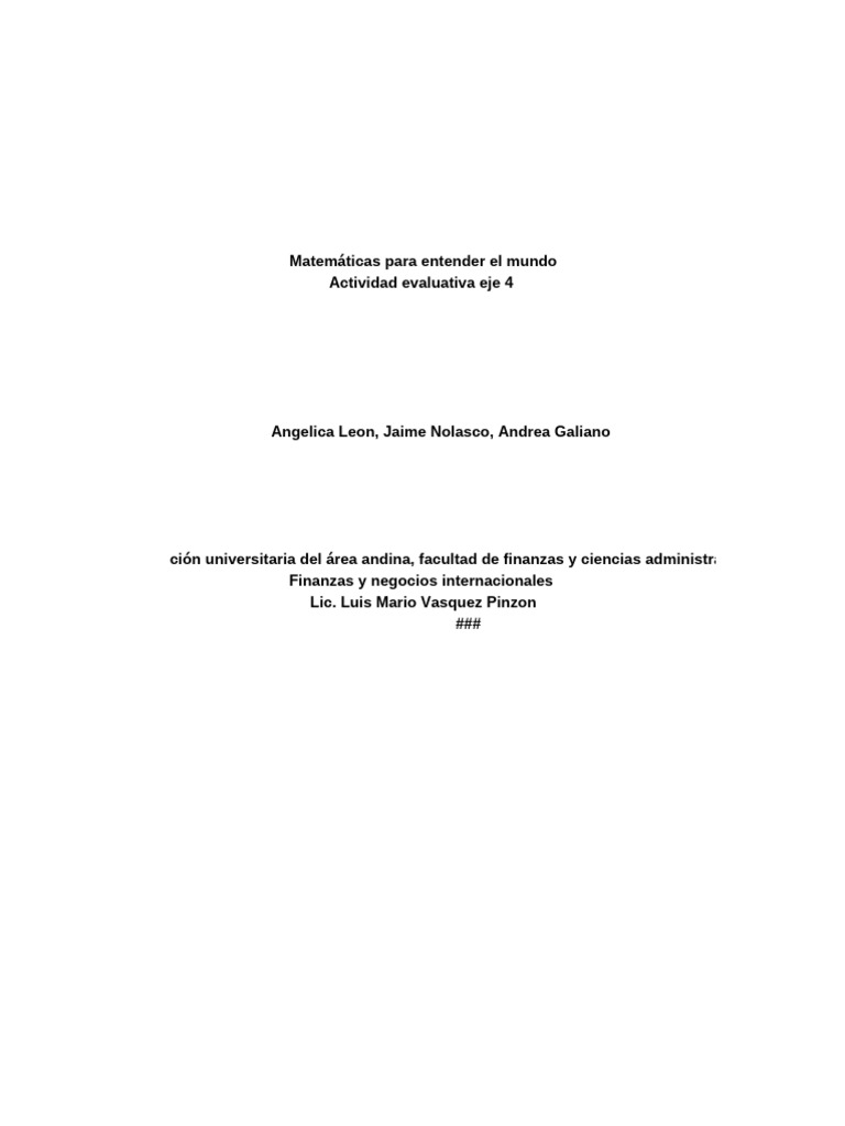 Actividad Matemáticas final Eje 4 | PDF | Bogotá