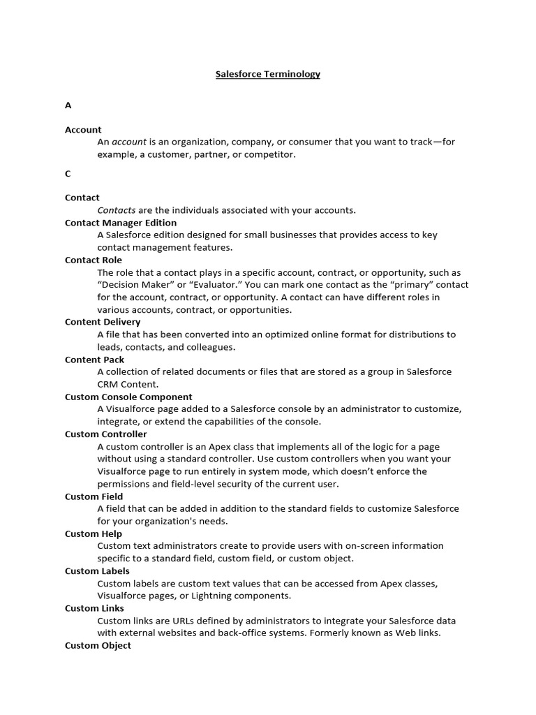 Unit 1 - Salesforce Terminology | PDF | Cloud Computing | Databases
