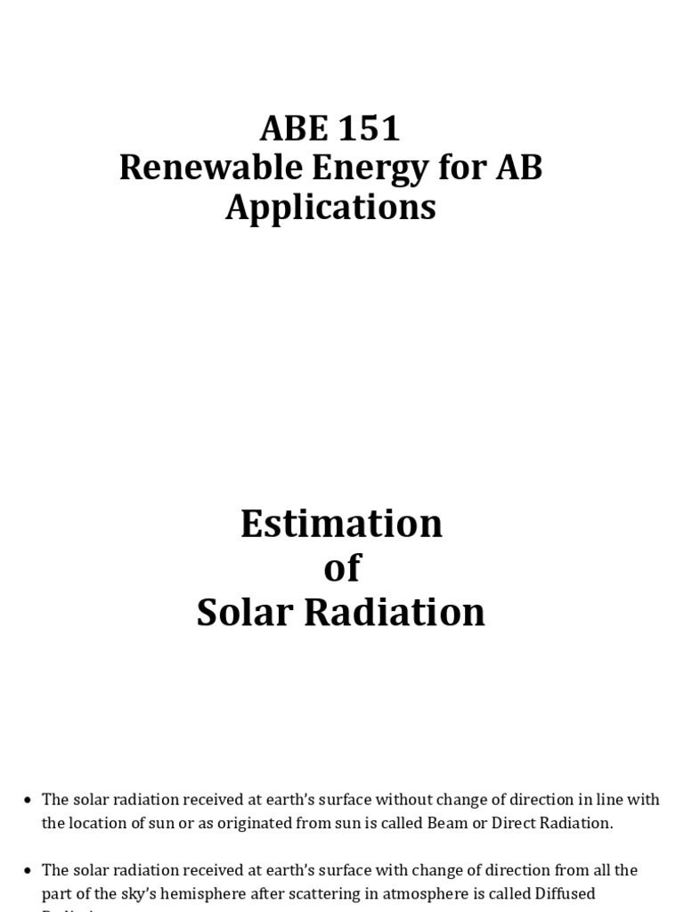 Estimation of Solar Radiation | PDF | Sun | Physical Phenomena
