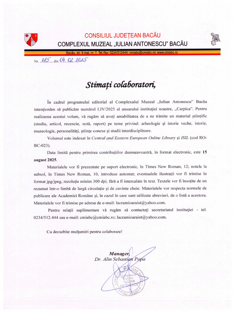 Invitatie Carpica, 2025 | PDF