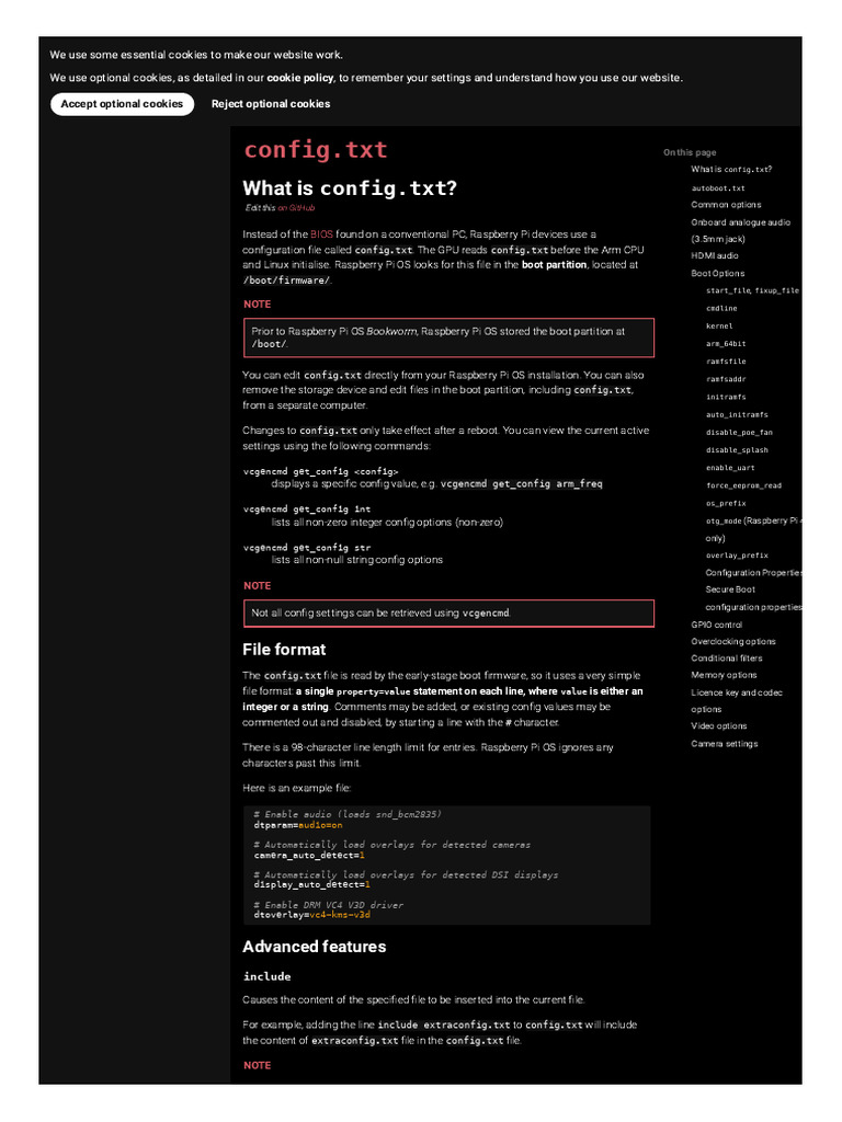 Config - TXT - Raspberry Pi Documentation | PDF | Raspberry Pi | Booting