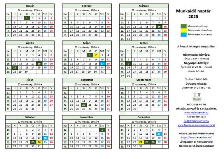 Munkaido Naptar 2025 MSZT | PDF