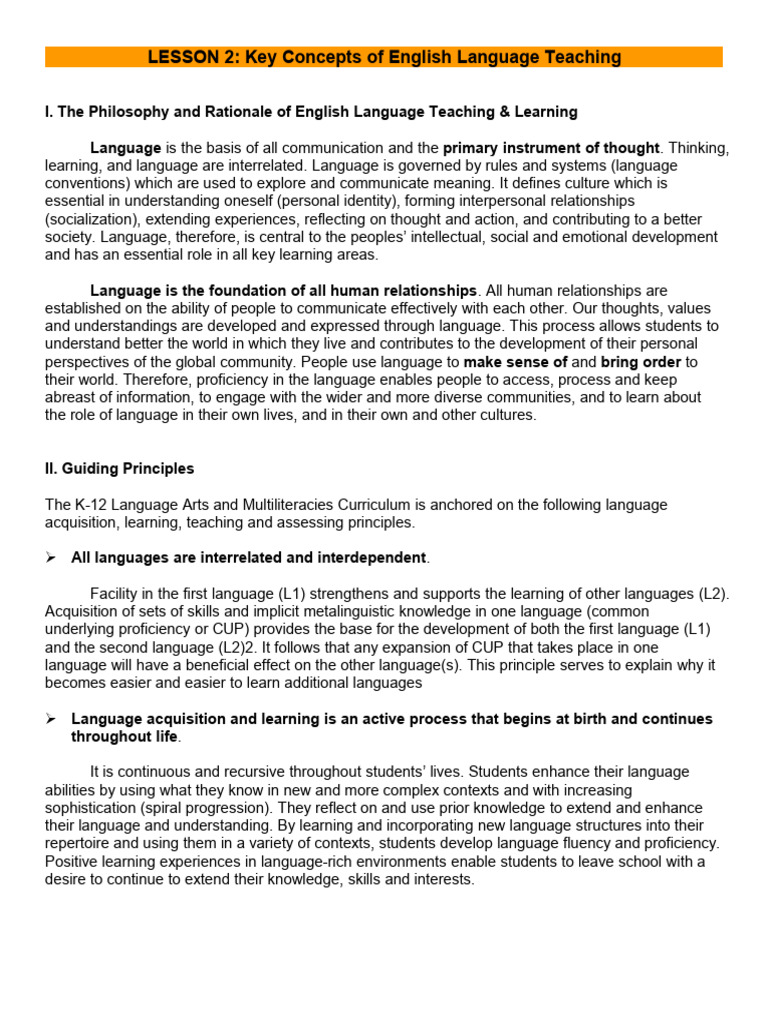 L2 - key concepts of English language teaching | PDF | Second Language | Semantics