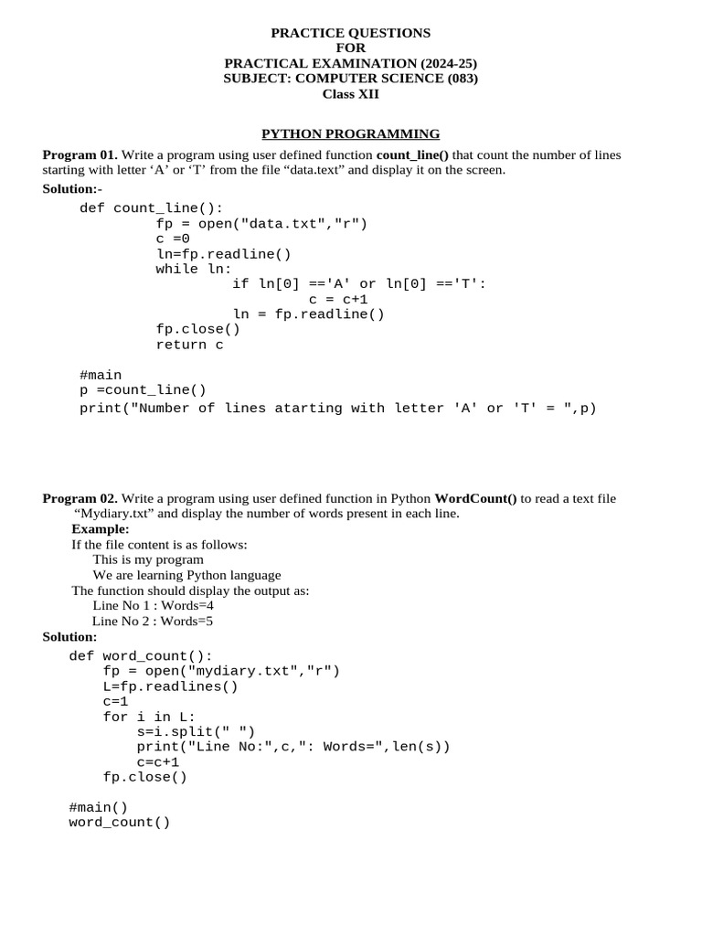 Python Programming Practice Questions | PDF | Data Management | Databases