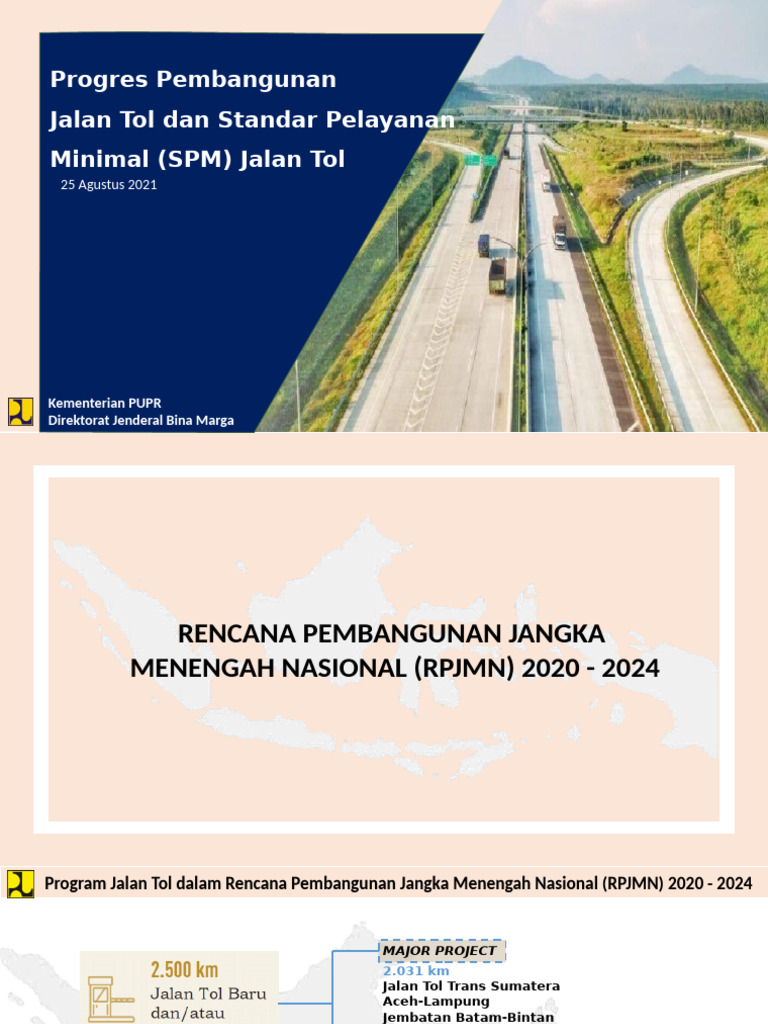 Presentation Progres Pembangunan Jalan Tol Dan SPM Jalan Tol | PDF