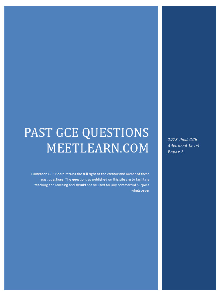 Free GCE Past Questions and Answers | PDF | Photoelectric Effect ...