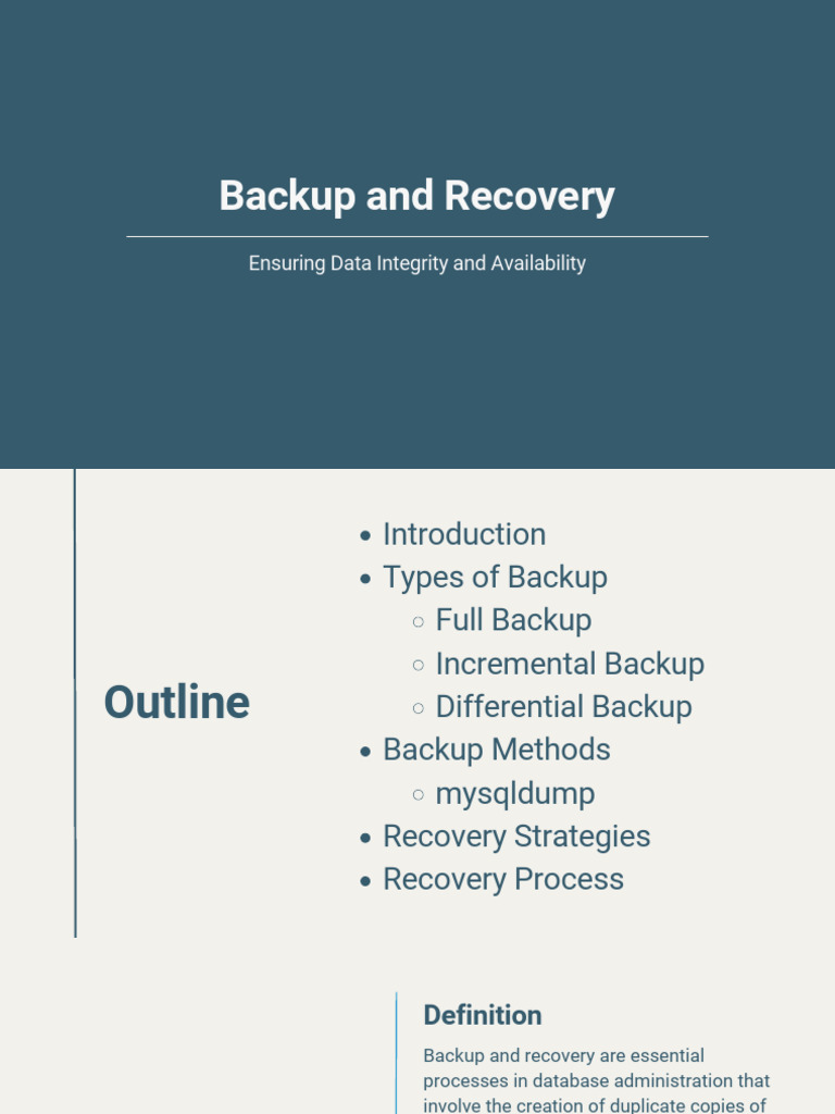 Backupand Recovery | PDF | Backup | Databases