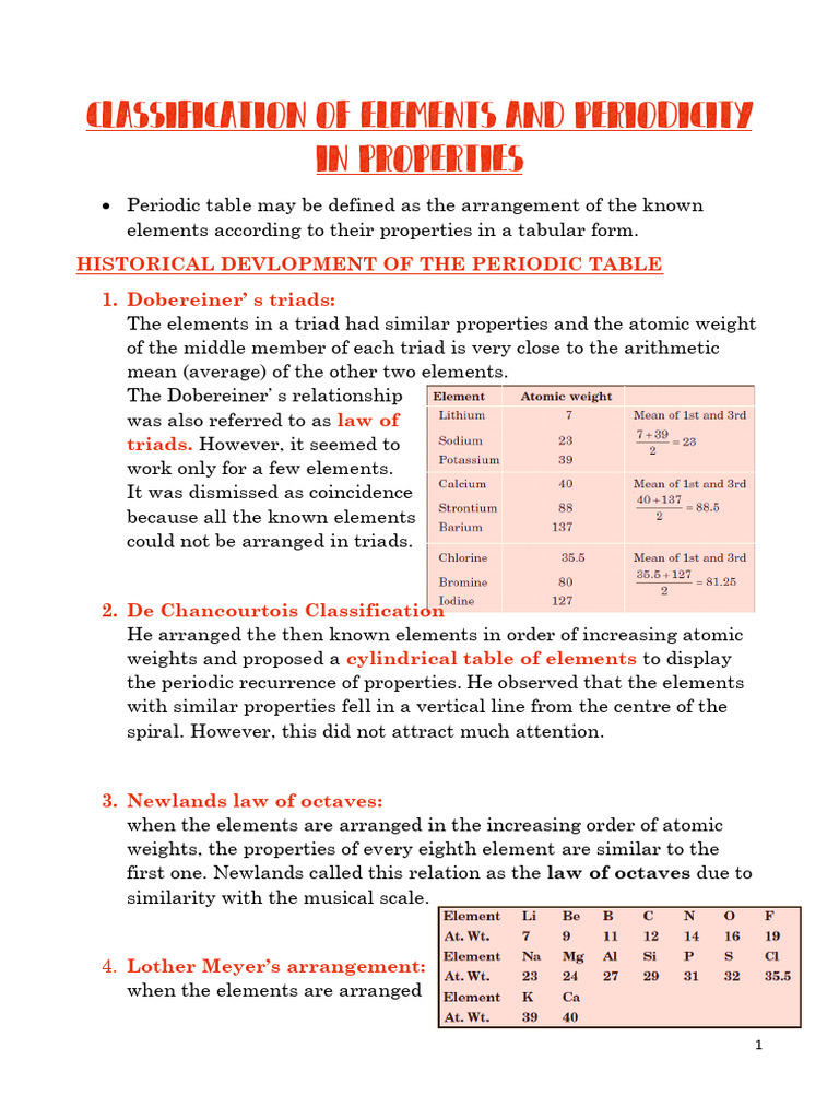 Classification of Elements and Periodicity in Properties | PDF ...