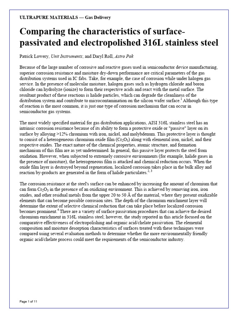 Comparing Passivation Methods for 316L | PDF | Corrosion | Stainless Steel