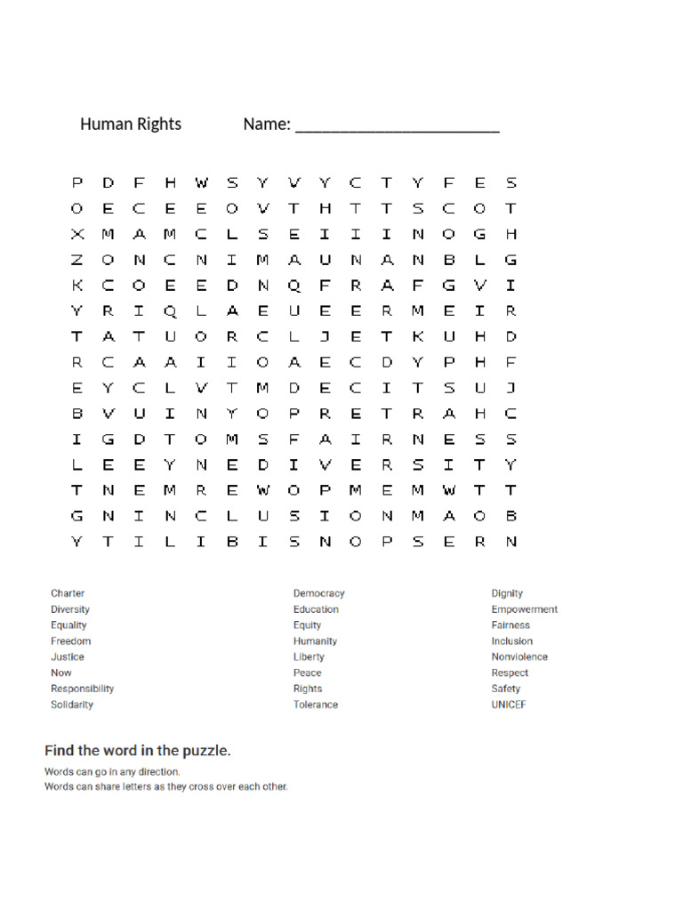 Human Rights PUZZLES | PDF