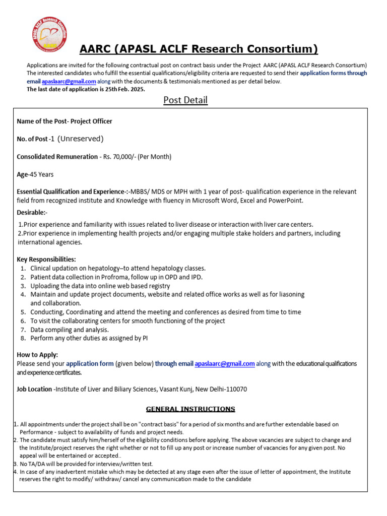 AARC Project Officer Application 2025 | PDF | Government And Personhood