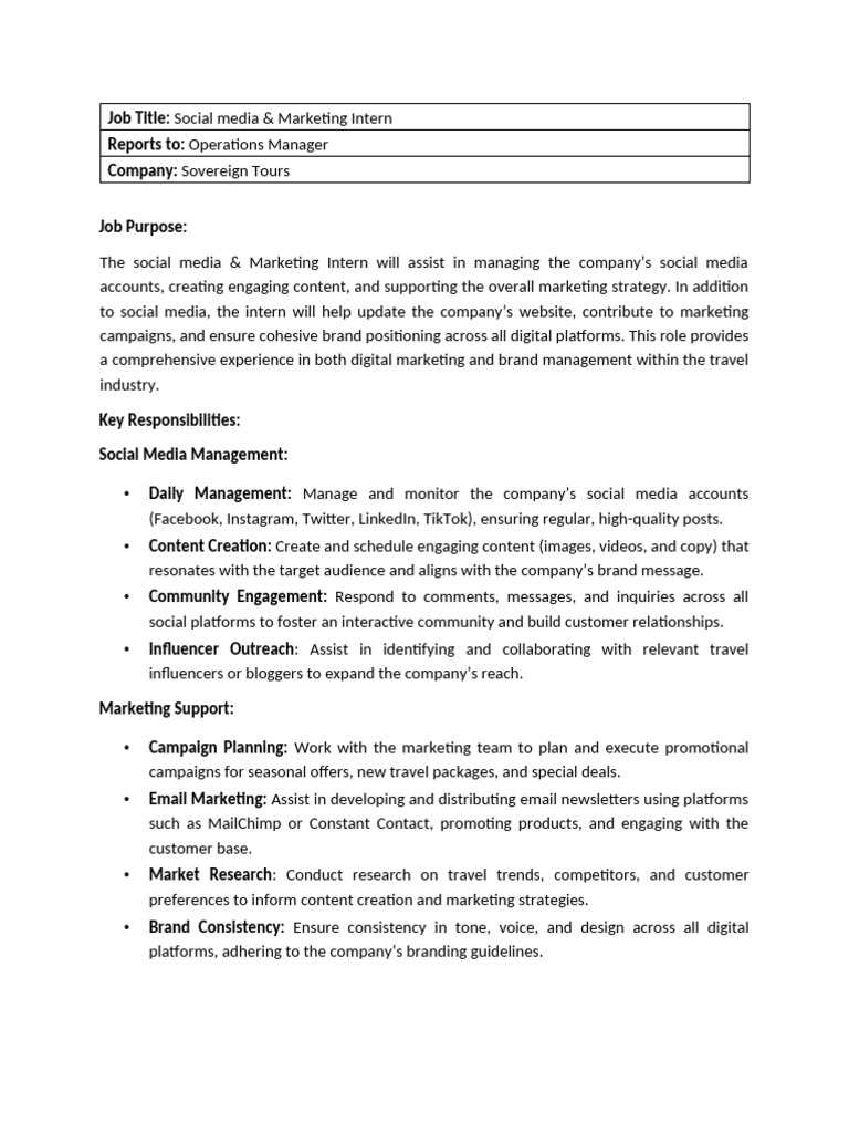 Social Media and Marketing Intern JD-Sovereign | PDF | Social Media | Popular Culture & Media ...
