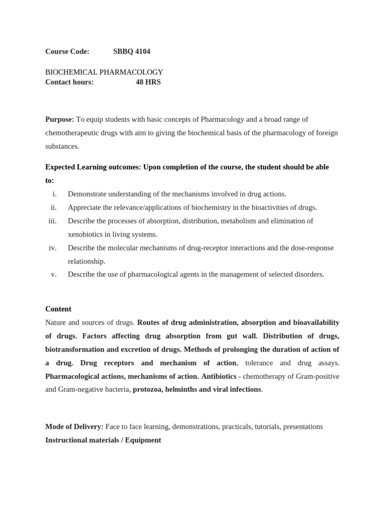 Biochemical Pharmacology Introduction | PDF | Pharmacology ...