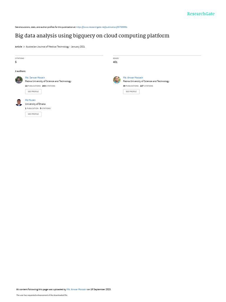 BigQuery for Cloud-Based Big Data | PDF | Big Data | Cloud Computing