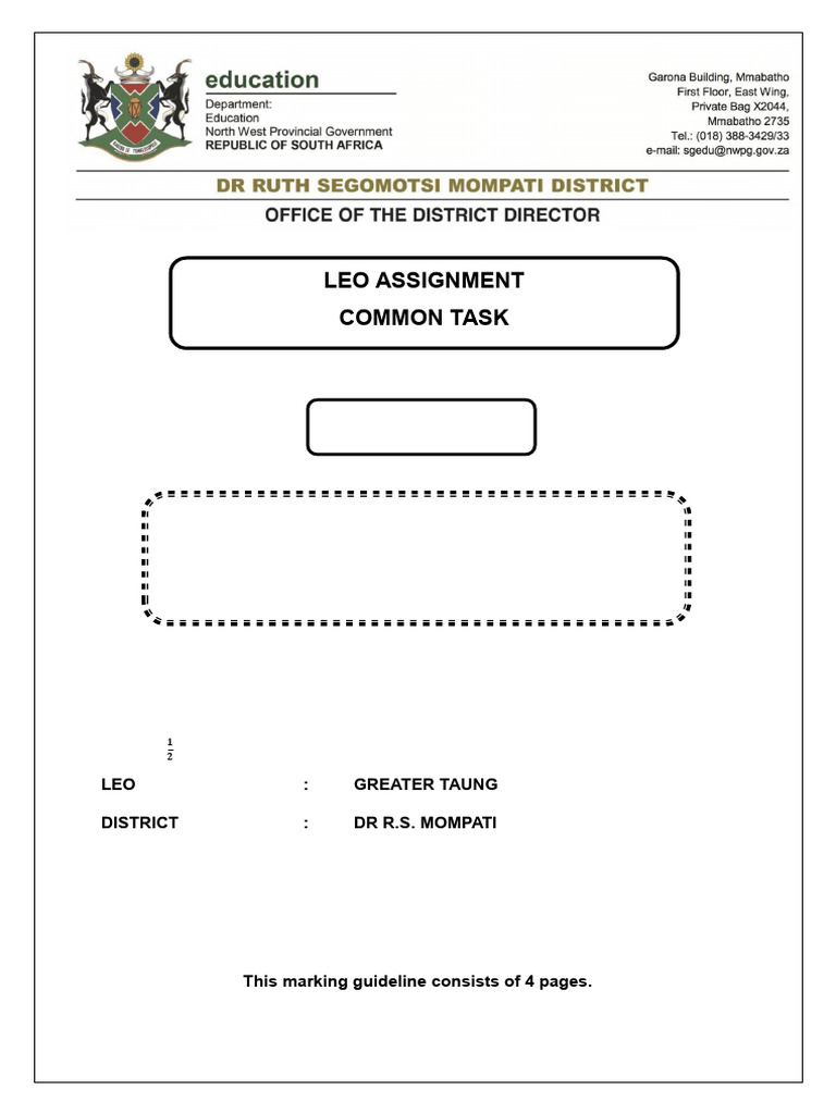 Grade 7 Maths Assignment 2025 Marking Guideline - 063918 | PDF ...